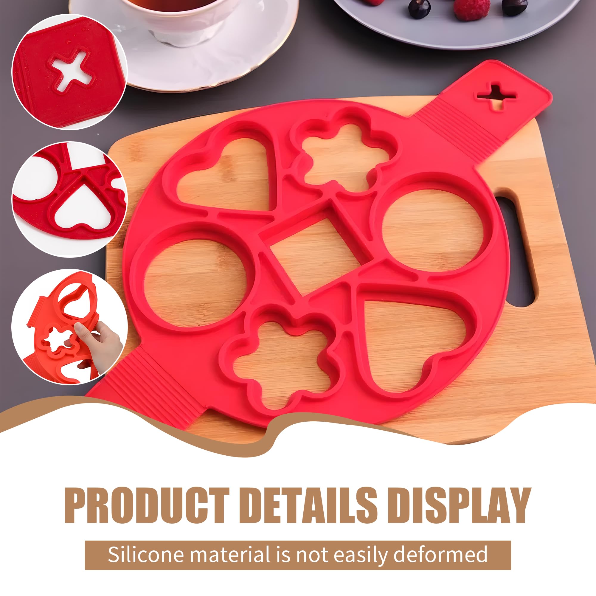 2 Pcs Silicone Pancake Molds,Reusable 7 Holes Flip And Cook Pancake Maker, Silicone Non-Stick Pancake Machine Egg Ring,For Making Fluffy Chicken Rolls And Art Cake