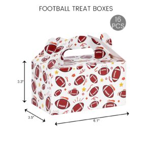 JOHOUSE 16PCS Party Favor Boxes, Football Paper Gift Boxes Goodie Bags Treat Boxes for Sports Birthday Party Decorations 6.1×3.5×3.3 inch