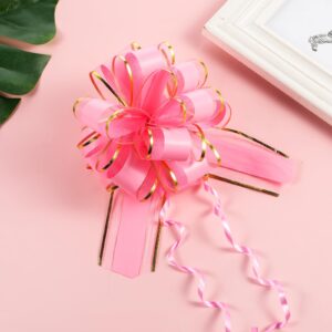 jeffdad 10pcs large pull bows, bow for gift wrapping birthday gift christmas party wedding ribbon bows for gift baskets christmas valentine's wedding and party decor(pink gold rim)