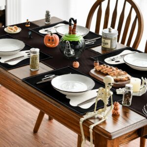 Artoid Mode Boo Ghost Halloween Placemats Set of 6, 12x18 Inch Seasonal Black Holiday Table Mats for Party Kitchen Dining Decoration