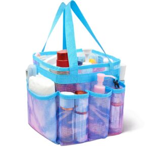 fiodrimy mesh shower caddy portable for college dorm room essentials, hanging shower caddy tote bag basket with 8 pockets, quick dry shower bag for bathroom (tie dye)