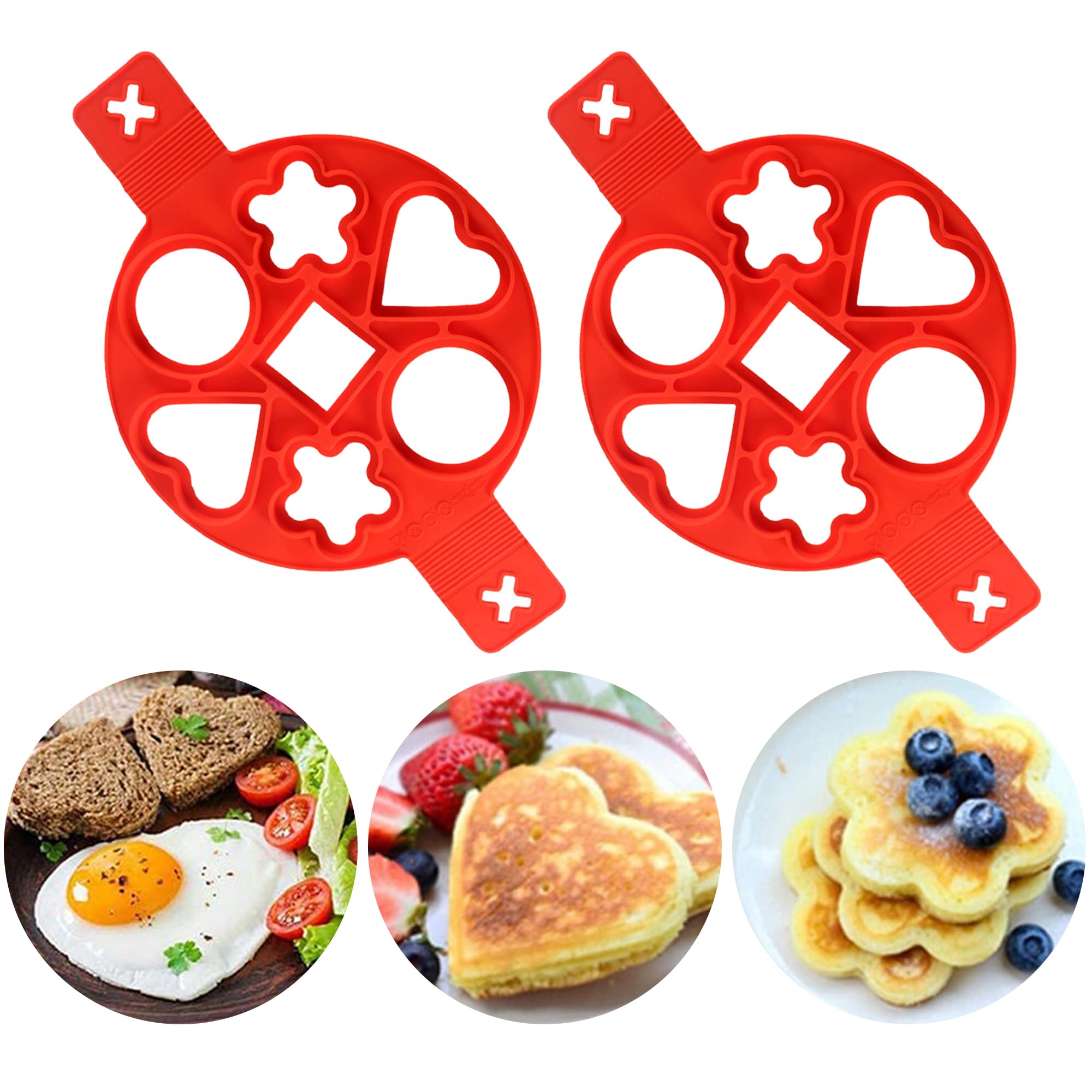 2 Pcs Silicone Pancake Molds,Reusable 7 Holes Flip And Cook Pancake Maker, Silicone Non-Stick Pancake Machine Egg Ring,For Making Fluffy Chicken Rolls And Art Cake