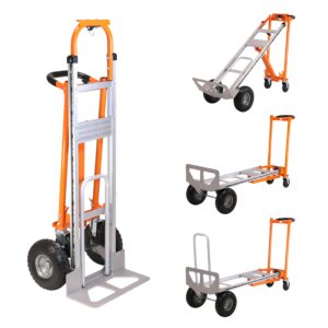 aluminum convertible hand truck, 3 in 1 folding dolly 1000 lbs capacity heavy duty industrial platform cart collapsible truck for transport & moving in warehouse, home, supermarket