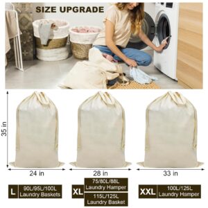 Extra Large Heavy Duty Laundry Bag with Handles and Sturdy Cotton Fabric, Travel Laundry Bags Laundry Basket Liner Hamper Liner, Thick Canvas Laundry Bag for Travel, Camp, College (28"x35"┃2 Pack)