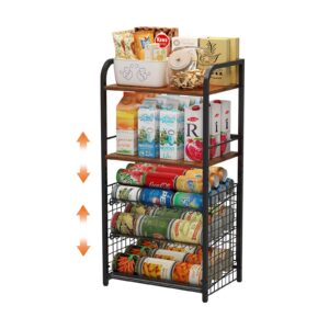 zuyachuza adjustable can rack organizer for pantry, snack organizer shelf, canned food storage rack, multifunctional free standing floor pantry organizer and storage for kitchen