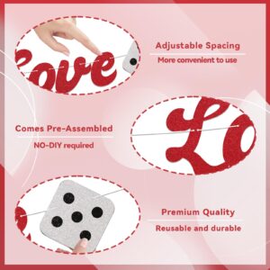 Lucky in Love Banner, Vegas Bachelorette Party Decorations, Casino Bridal Shower Party Decorations Red Glitter