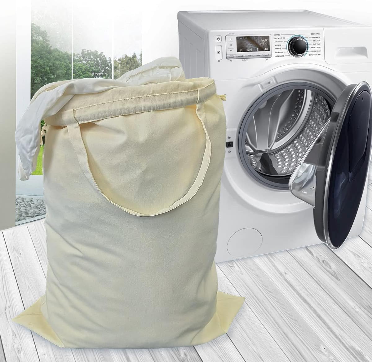 Extra Large Heavy Duty Laundry Bag with Handles and Sturdy Cotton Fabric, Travel Laundry Bags Laundry Basket Liner Hamper Liner, Thick Canvas Laundry Bag for Travel, Camp, College (28"x35"┃2 Pack)