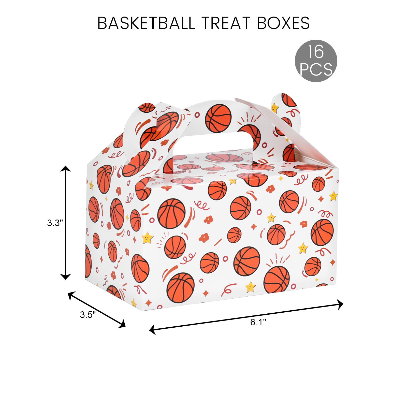 JOHOUSE 16PCS Party Favor Boxes, Basketball Party Favors Boxes Goodie Bags Treat Boxes for Sports Birthday Party Decorations 6.1×3.5×3.3 inch