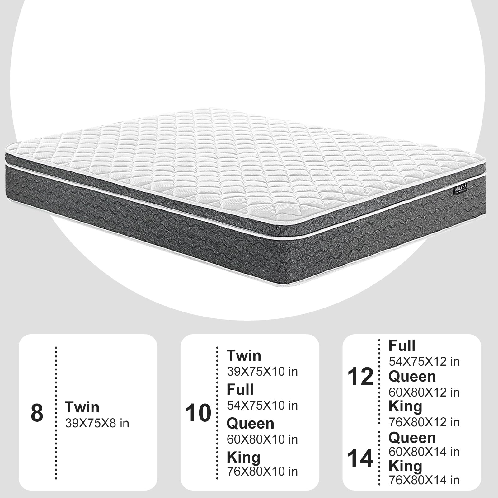 Ablyea Queen Size Mattress 10 Inch Hybrid Mattress in a Box with Memory Foam - Individually Wrapped Pocket Coils Spring, Edge Support Pressure Relief, CertiPUR-US Certified(Medium Firm) 10 Inch Queen