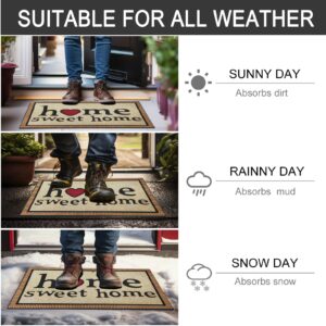 CHICHIC Door Mat Welcome Mat 17x 30 Inch Front Door Mat Outdoors for Home Entrance Outdoors Mat for Outside Entry Way Doormat Entry Rugs, Heavy Duty Non Slip Rubber Back Low Profile, Simple Home