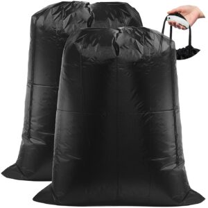 advcer 2pack extra large laundry bag 55x43.3" + silicone tote handle, heavy duty oxford dirty clothes travel drawstring bags storage sack, easy fit laundry hamper and basket (machine washable, black)