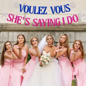 Voulez Vous She's Saying I Do Banner, She Found Her Honey Honey Bachelorette Party Decorations, Dancing Queen Bridal Shower Wedding Bachelorette Party Decorations Blue Pink Glitter