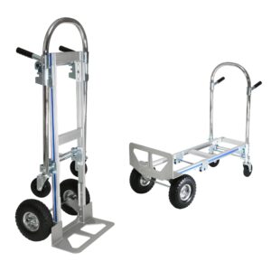 aluminum convertible hand truck, 2 in 1 folding dolly 800 lbs capacity heavy duty industrial platform cart collapsible truck for transport & moving in warehouse, home, supermarket