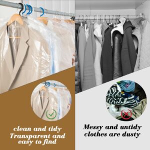 QBXMY7 Garment Bags, Pack of 30 Garment Bags, Transparent Hanging Garment Bags, Plastic Suit Bag, Dustproof Clothes Protector, Waterproof Garment Cover for Suits, Shirts, 60x90cm/60x150cm/60x120cm