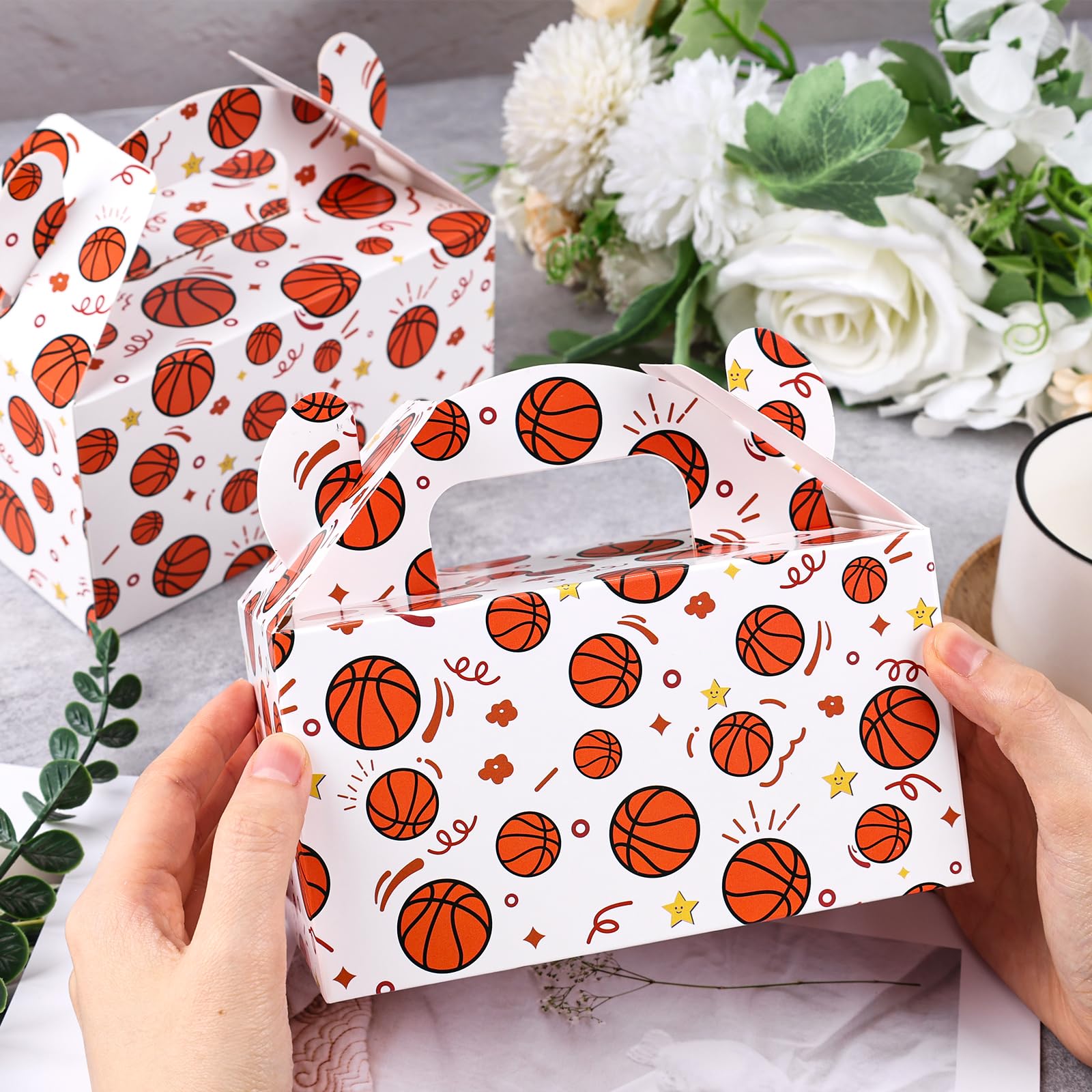 JOHOUSE 16PCS Party Favor Boxes, Basketball Party Favors Boxes Goodie Bags Treat Boxes for Sports Birthday Party Decorations 6.1×3.5×3.3 inch