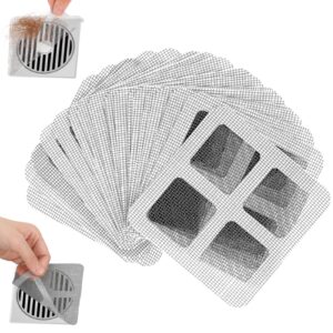 30pcs, 4" x 4" disposable shower drain hair catcher mesh stickers, bathroom sink drain strainer, tub drain hair catcher for human and pet hair, bathroom, laundry, bathtub, kitchen