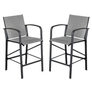 vonzoy outdoor bar stools set of 2, comfortable bar height outdoor chairs, patio bar stools w/all-weather mesh, 300lb capacity - grey