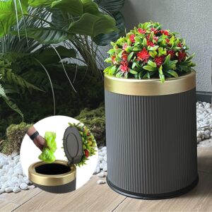 Yatmung 2.6 Gal Dog Poop Trash Can Outside - Outdoor Poop Garbage Can - Small Pet Waste Container with Lid - Front Porch, Backyard, Waste Bin for Dog Poop - Plant Styled Dog Poop Bucket - Grey