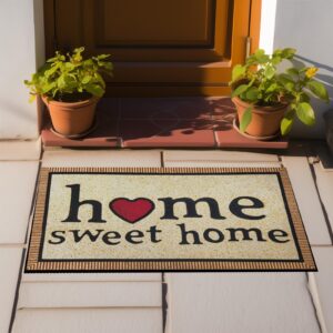 CHICHIC Door Mat Welcome Mat 17x 30 Inch Front Door Mat Outdoors for Home Entrance Outdoors Mat for Outside Entry Way Doormat Entry Rugs, Heavy Duty Non Slip Rubber Back Low Profile, Simple Home