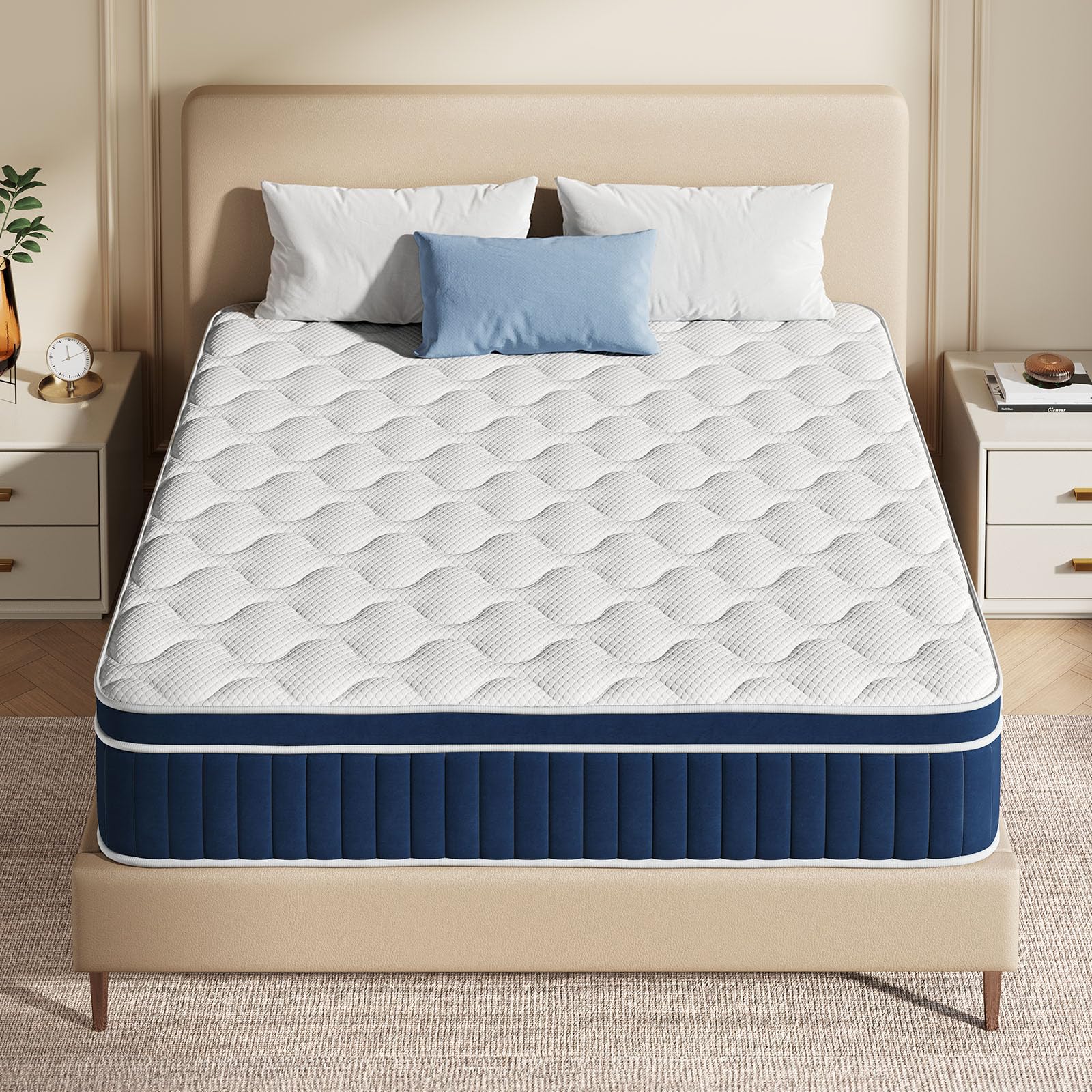 Rolanstar Full Size Mattress, 12 Inch Foam Hybrid Mattress with Independent Spring, Medium Firm Mattress in a Box, Breathable and Pressure Relief, CertiPUR-US