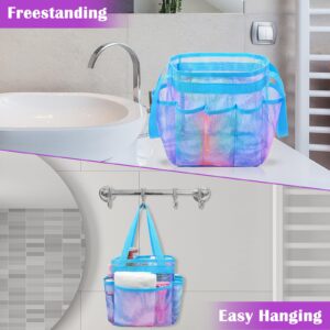 Fiodrimy Mesh Shower Caddy Portable for College Dorm Room Essentials, Hanging Shower Caddy Tote Bag Basket with 8 Pockets, Quick Dry Shower Bag for Bathroom (Tie Dye)