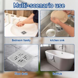 30PCS, 4" X 4" Disposable Shower Drain Hair Catcher Mesh Stickers, Bathroom Sink Drain Strainer, Tub Drain Hair Catcher for Human and Pet Hair, Bathroom, Laundry, Bathtub, Kitchen