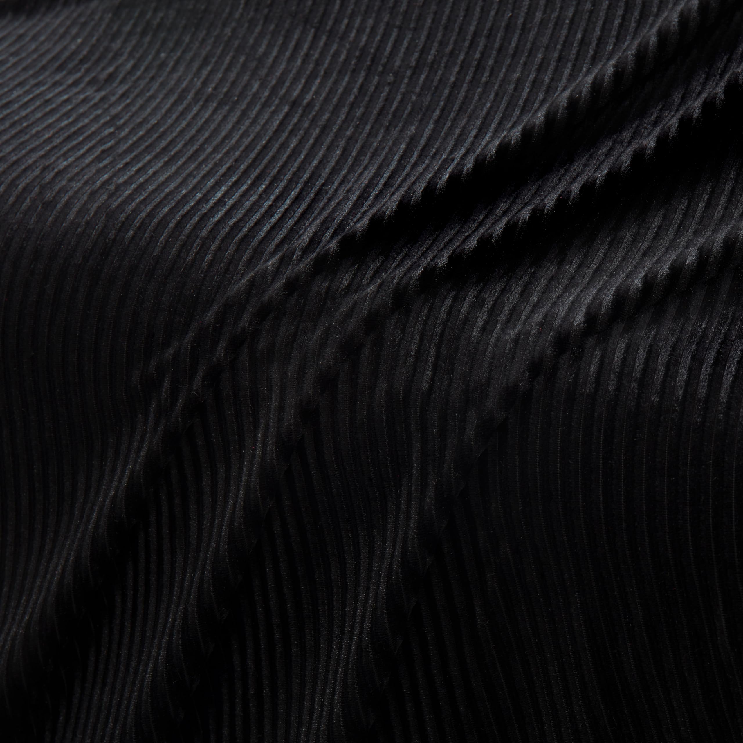 Sewdudely 63" Wide Black Pleated Velvet Stretch Fabric by The Yard for Dress,Costume,Pillowcase,Cushion,Craft,Sofa Covers,DIY,Sewing,Clothing Fabric,1 Yard