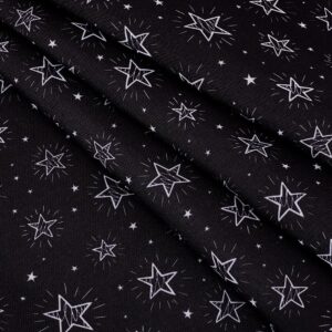 AHANDMAKER White Stars Upholstery Fabric by The Yard, Night Sky Fabric, Star Night Sky Concept Astronomy Decorative Fabric for Clothing Accessories, DIY Art Craft, 1.12 Yard, Black