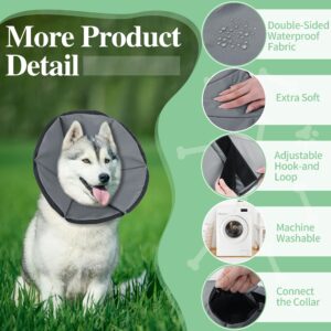 ROYALAY Adjustable Soft Dog Cone for Dogs After Surgery, Pet Recovery Collar for Large Medium Dogs and Cats, Comfy Elizabethan Collar Prevent Biting Scratching, Pet Cone for Wound Care, Spay, Neuter,L