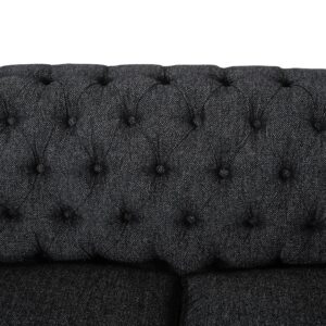 Christopher Knight Home Farhar Sofas, 84.5 "W x 34 "D x 27.5 "H, Black Textured Tweed + Matte Black