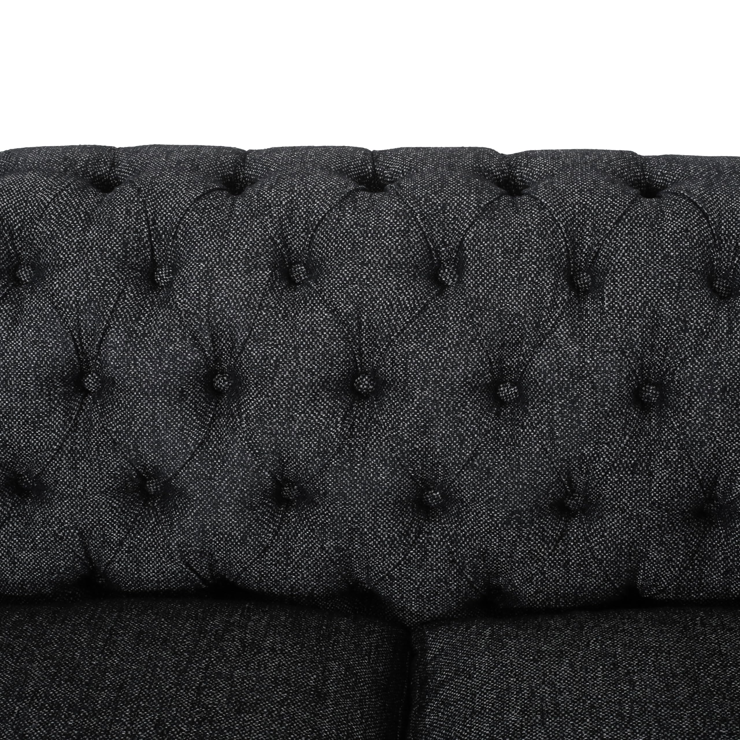 Christopher Knight Home Farhar Sofas, 84.5 "W x 34 "D x 27.5 "H, Black Textured Tweed + Matte Black