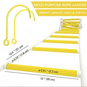 ISOP 3-Story Escape Ladder for Homes 25ft | Flame Resistant Rescue Rope Ladder with Hooks | Fire Escape Ladder for Third Story Windows | Weight Capacity up to 1500 Pounds