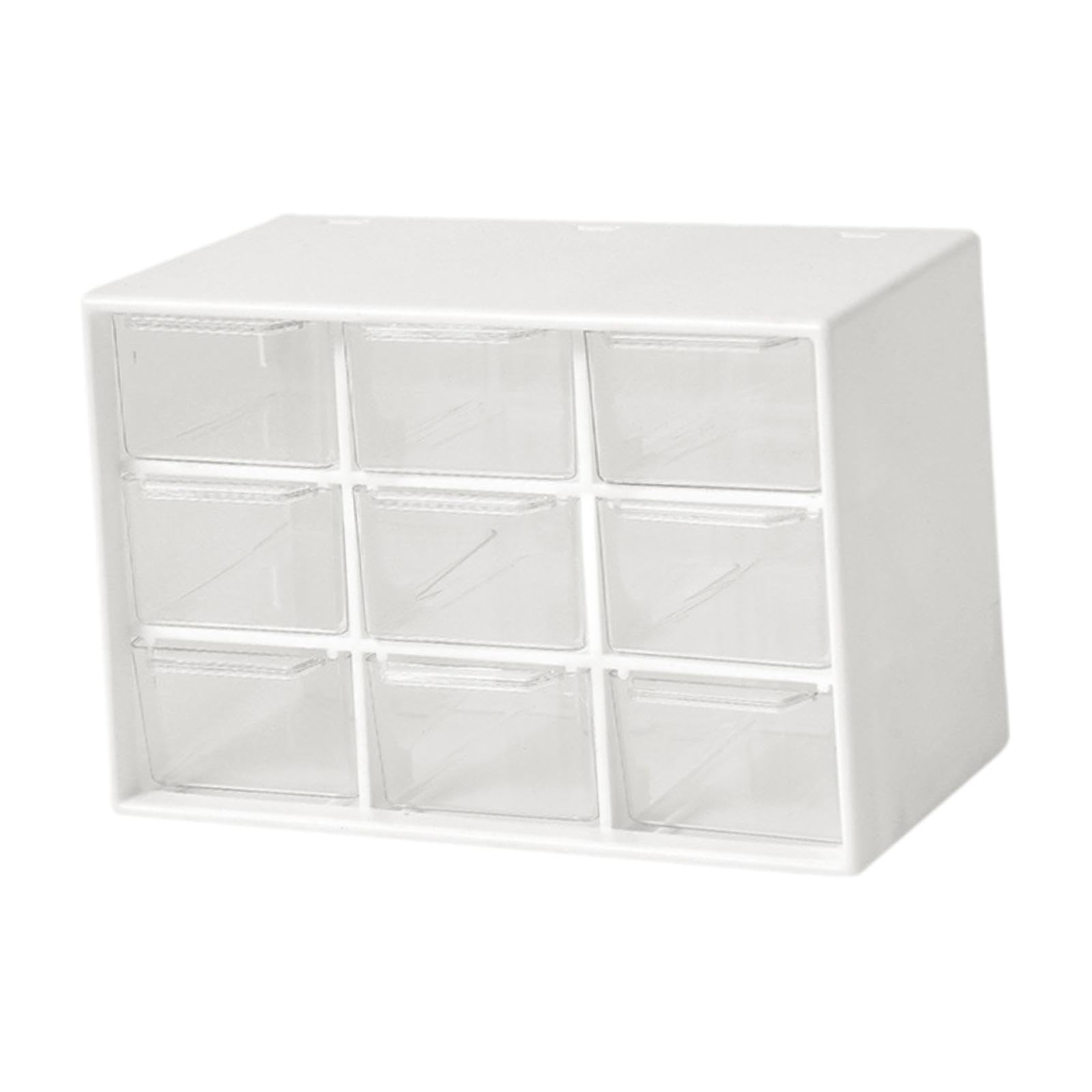 Aosekaa Small Drawer Organizer for Desk Desktop Storage Box with Clear Drawers Beads Organizer Box for Office Jewelry Oragnizer, 9 Drawers White