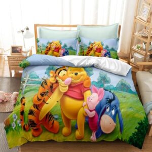 jewoss 3d printing bear bedding set winnie 3 piece ultra soft 100% polyester duvet cover set includes 1 duvet cover and 2 pillowcases(queen), style9