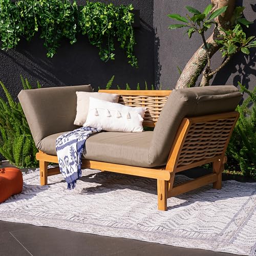 Cambridge Casual Auburn Sofabed, Natural Teak/Cast Shale