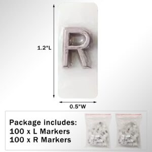 X-ray Markers with Initials - Lead Letters "L" & "R" Sign, Radiology Darkroom Supplies, 100Pcs for Each Letter