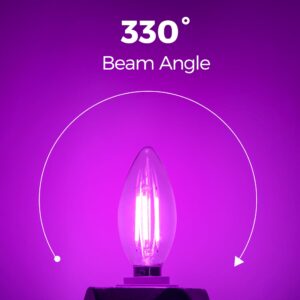 DORESshop LED Candle Purple Light Bulb - 4W (40Watt Equivalent) - E12 Base Purple LED Purple Bulb, Party Decoration, Porch, Home Lighting, Holiday Lighting, Chandelier Light Bulbs, Candelabra Bulbs