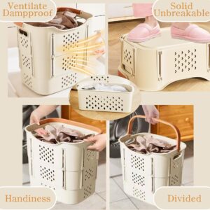 OptmAVth Collapsible Laundry Basket/Hamper, Foldable and Durable, Separater Basket, Room Storage and Organization, Begie