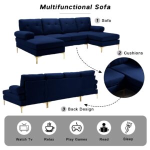 PEIHONGET U Shaped Sectional Couch, Convertible Sectional Sofa Couch, U-Shaped Modern Fabric Modular Sofa, 4 Seat Sofa Set for Living Room (blue)