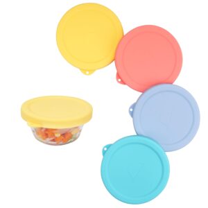 4 pcs silicone replacement lids for pyrex and anchor hocking glass custard cups 6oz, silicone lids for food storage, food cover, dishwasher freezer microwave safe (containers not included)