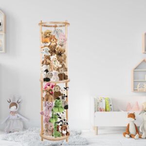 Vechor Round Animal Zoo Storage, Soft Toy Organizer, Solid Wood Zoo Cage for Plush Toys, Stuffed Animals Holder for Bedroom Playroom Nursery Room.