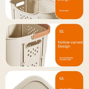 OptmAVth Collapsible Laundry Basket/Hamper, Foldable and Durable, Separater Basket, Room Storage and Organization, Begie