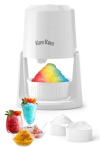 kero kero shaved ice machine, multi-purpose ice shaver machine with adjustable blade, snow cone machine for homemade shaved ice, slushie machine, snowcone machines for kid with reusable ice mold.white