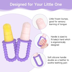 Morlike Baby Tiny Pops, 100% Silicone Popsicle Mold for Infants 4 Months +, Breastmilk Ice Pop Molds Teethers for Teething Relief, Baby Essentials, BPA Free & Dishwasher Safe (Purple)