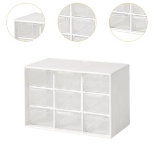 Aosekaa Small Drawer Organizer for Desk Desktop Storage Box with Clear Drawers Beads Organizer Box for Office Jewelry Oragnizer, 9 Drawers White