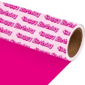 jarthenaamcs happy birthday wrapping paper mini roll 17in x 32.8ft y2k pink gift wrap paper for birthday party wrapping supplies