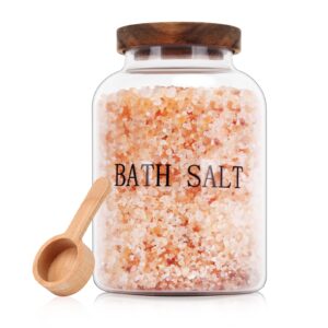 bkyfpq 74 oz glass bath salts jar,bath salt container with wooden lid and scoop,bathroom organizers and storage,for bathroom bath decor,home decor,bathtub accessories for women