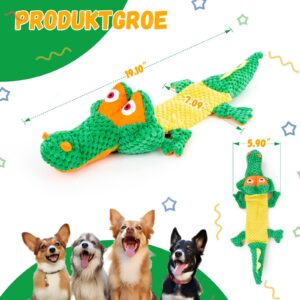 KEITTPEET Crocodile Squeaky Plush Dog Toys, Interactive Dog Toys with Soft Fabric, Puppy Toys to Keep Them Busy, Dog Chew Toys for Small, Medium, and Large Dogs - Green