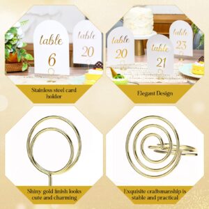 CroBlissful Gold Table Numbers 1-30 with Head Table Number Card and Holders, 5 x 7 Inch Arched Place Seating Sign Double Sided Table Numbers for Wedding Reception Anniversary Birthday Party Restaurant