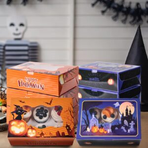 VGOODALL 6 Count Halloween Cupcake Boxes, 8 Sets Halloween Treat Boxes Cupcake Containers with Window for Birthday Holiday Bakery Supplies Halloween Party Decorations 9.5"x6.3"x3"